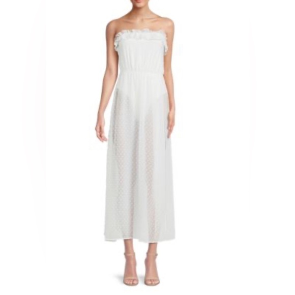 AREA | Dresses | Area Stars Ruffle Slim Fit Semi Sheer Midi Dress ...